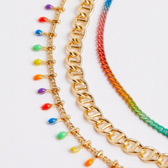 torrid | Jewelry | Torrid Pride Rainbow 3 Layer Gold Tone Chain ...